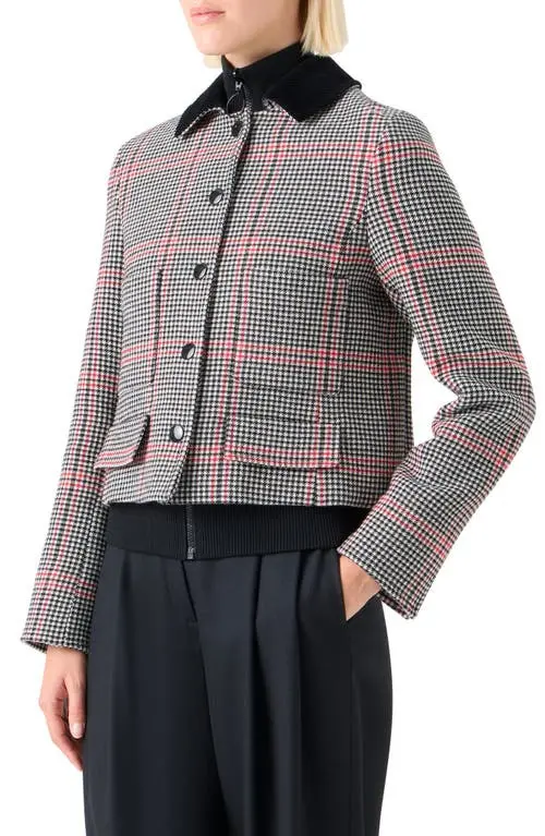 Akris Glen Plaid Virgin Wool Crop Jacket