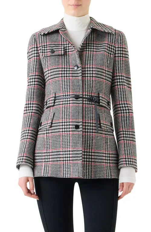 Akris Glen Plaid Virgin Wool Belted Jacket