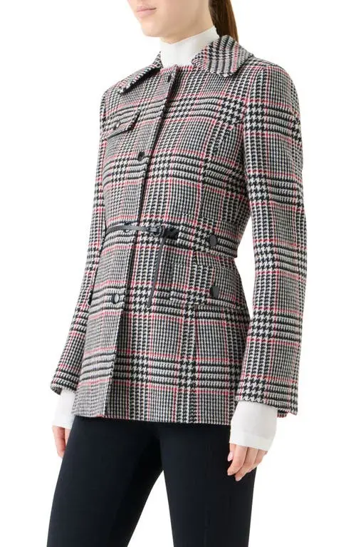 Akris Glen Plaid Virgin Wool Belted Jacket