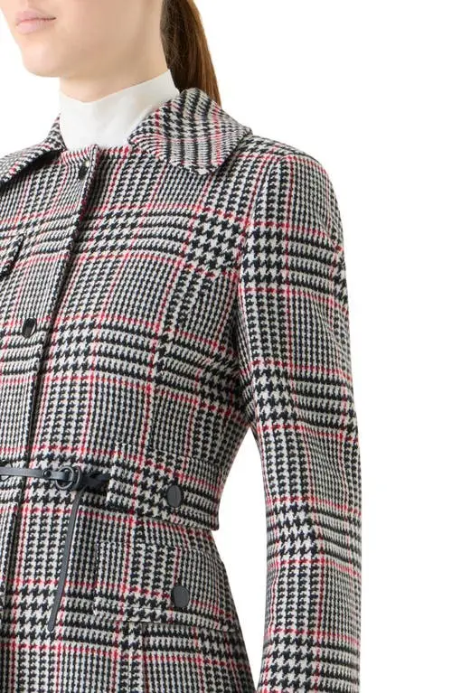 Akris Glen Plaid Virgin Wool Belted Jacket