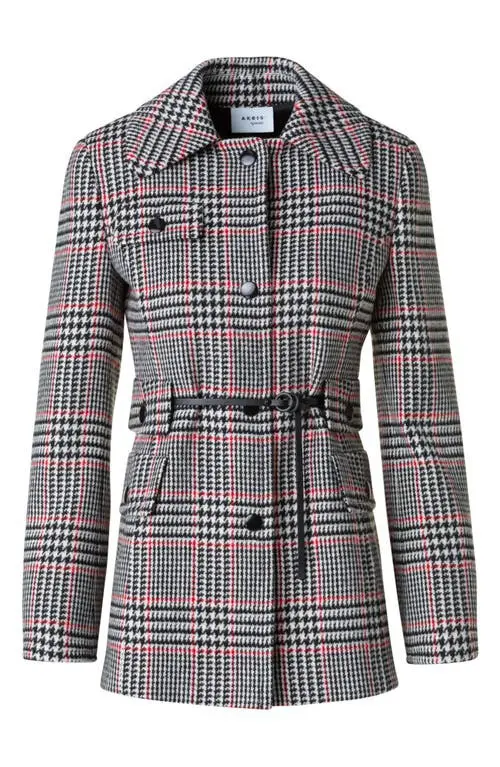 Akris Glen Plaid Virgin Wool Belted Jacket