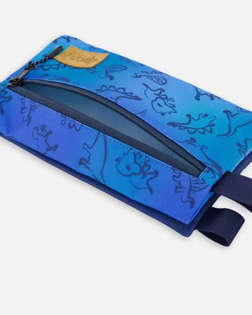 DEUX PAR DEUX Dinosaur Double Pencil Case - Blue Gradient