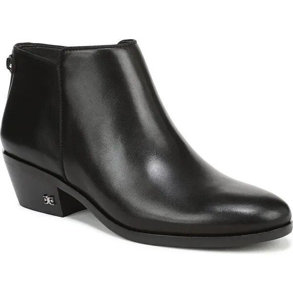 Sam Edelman Petty Leather Bootie - Black Smooth