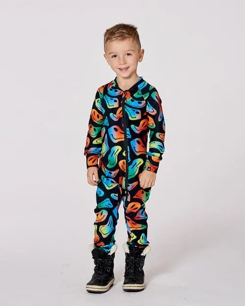 DEUX PAR DEUX Thermal Underwear Jumpsuit - Smiley Face Boy