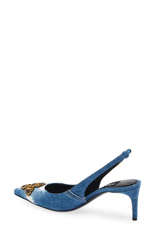 Dolce & Gabbana Crystal-embellished Denim Slingback Pumps