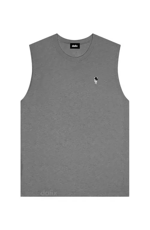 DALIX Embroidered Astronaut Muscle Tank - Deep Htr