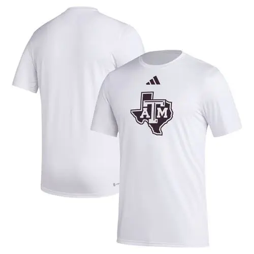 Adidas Texas A&m Aggies Primary Locker Logo Pre-game Aeroready T-shirt - White
