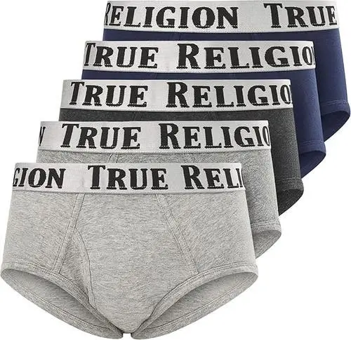 True Religion Briefs Soft Cotton Underwear Pack Of 5 - Dress Blue/grey