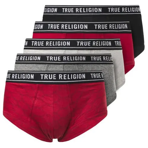 True Religion Underwear 5 Pack Briefs Soft Cotton - Red 1