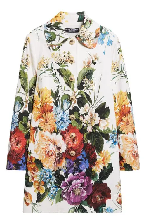 Dolce & Gabbana Floral Logo Button Coat - Ha5pc B.fiori Cret. F.bco