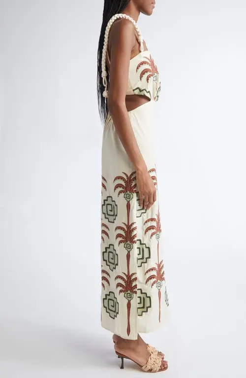 Johanna Ortiz Tributaries Embroidered Cotton-blend Dress - Ecru/chocolate/camel