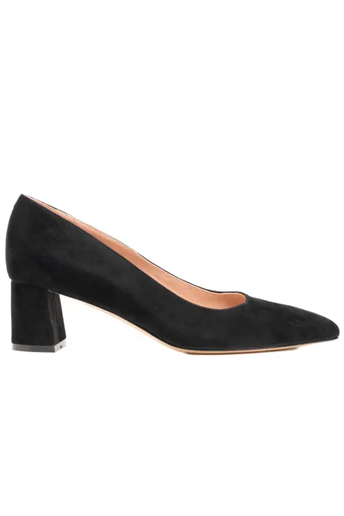 ALLY SHOES Pointed-toe Block Heel Pumps - Black Suede