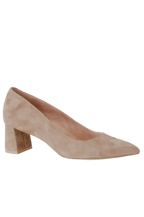 ALLY SHOES Pointed-toe Block Heel Pumps - Tenacious Tan Suede