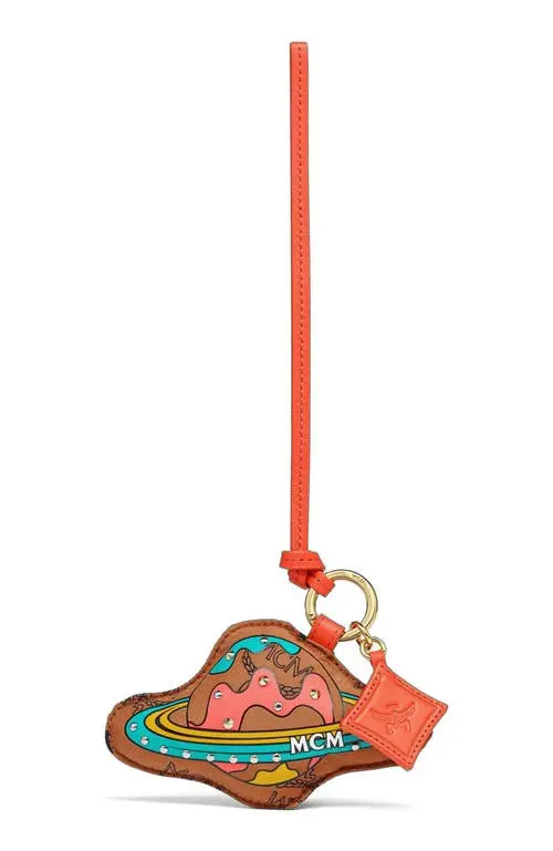 Mcm Aren Planet Charm In Monogram Recycled Nylon - Multi