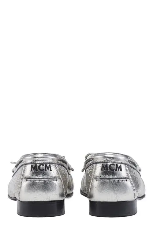 Mcm Moccasin In Metallic Calf Leather