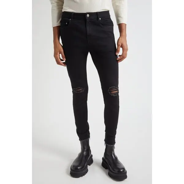 UNDERCOVERISM Ripped Stretch Cotton Skinny Jeans - Black