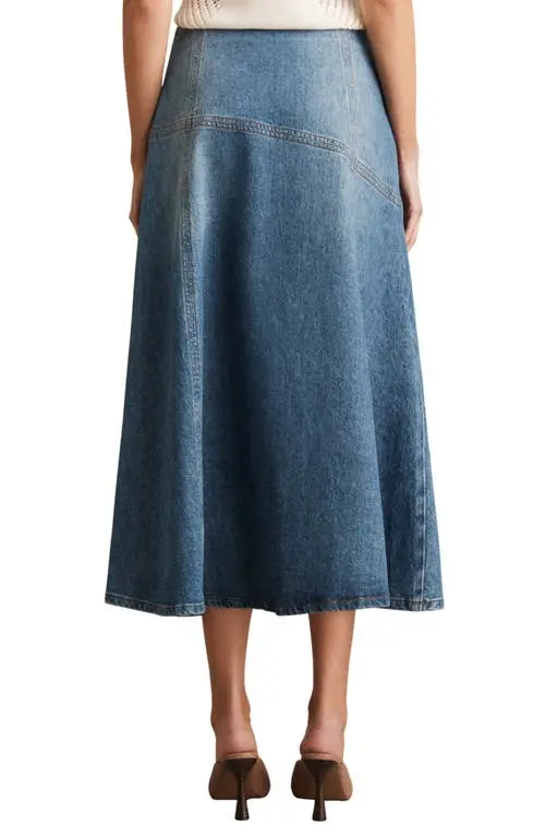 REISS Fee Flare Midi Denim Skirt