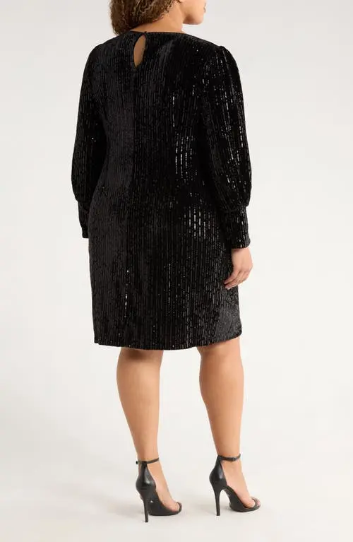 Julia Jordan Sequined Long Sleeve Body-con Dress - Black