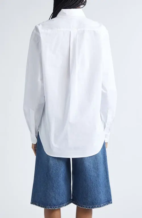 Coperni Boyfriend Logo Cotton Button-down Shirt - White