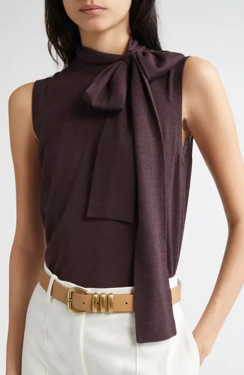 Eleventy Tie-neck Sleeveless Wool-silk Sweater - 167 Bordeaux