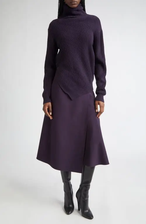 Michael Kors Cashmere Turtleneck Sweater With Bias Hem - Aubergine