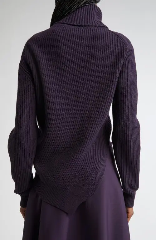 Michael Kors Cashmere Turtleneck Sweater With Bias Hem - Aubergine