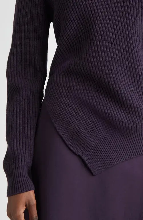 Michael Kors Cashmere Turtleneck Sweater With Bias Hem - Aubergine