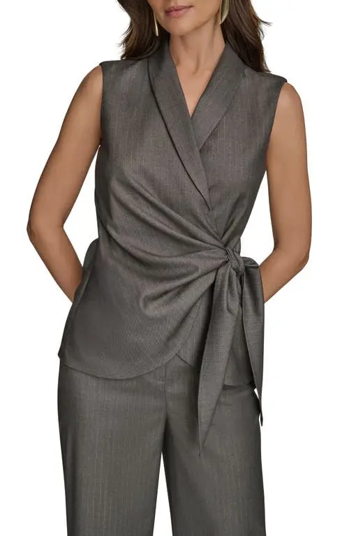 Donna Karan New York Pinstripe Wrap Vest - Grey/silver