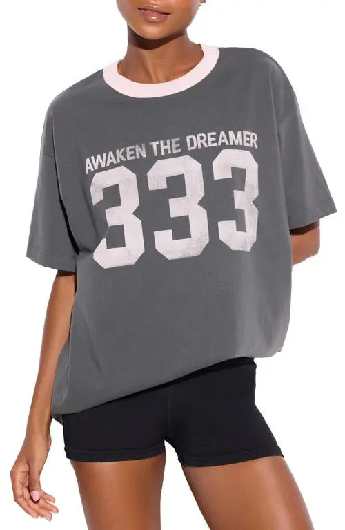 Spiritual Gangster 333 Boyfriend Ringer Graphic T-shirt - Ash