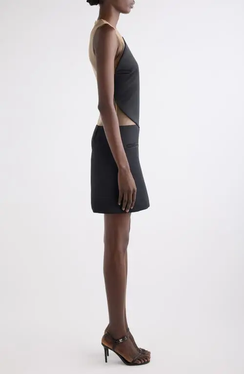 COURREGES Illusion Inset Circle Satin Minidress - Black