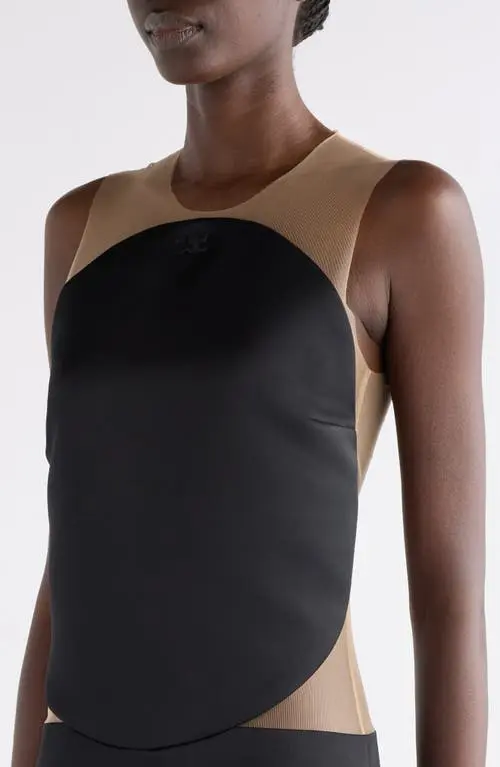 COURREGES Illusion Inset Circle Satin Minidress - Black