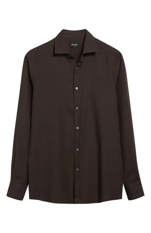 Zegna Cashco Cotton & Cashmere Button-up Shirt - Dark Brown