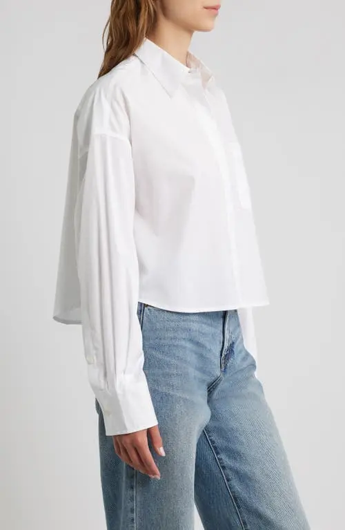 Rag & Bone Marin Cotton Crop Button-up Shirt - White