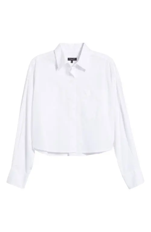 Rag & Bone Marin Cotton Crop Button-up Shirt - White