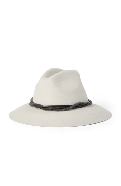 Brunello Cucinelli Felt Fedora With Monili Detail - Light Grey