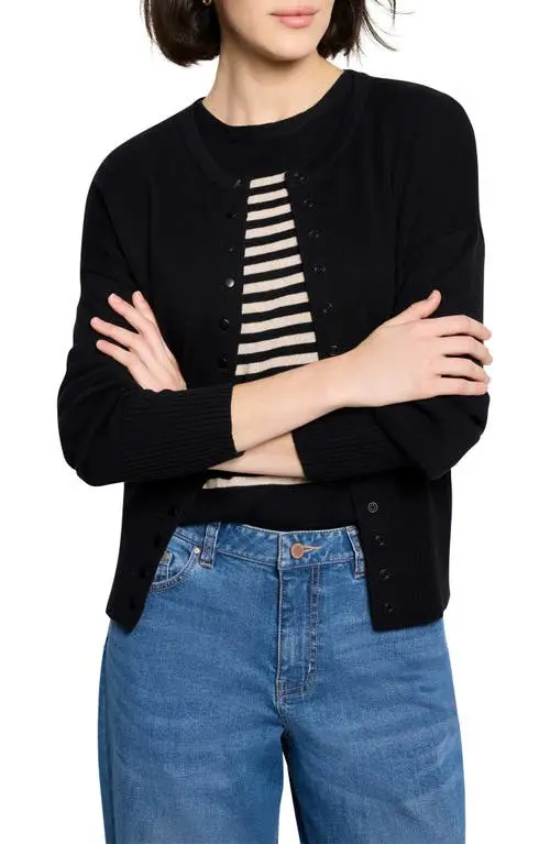 NIC+ZOE Snap-front Cotton Cardigan - Black Onyx