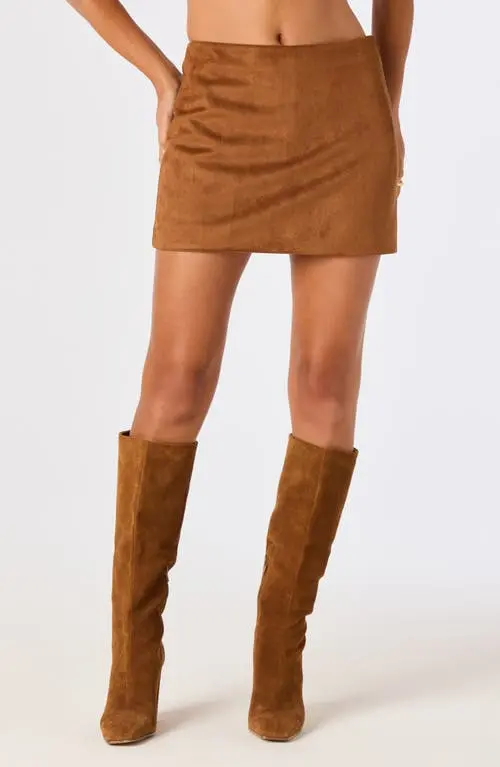 Astr The Label Faux Suede High-waist Skort - Camel