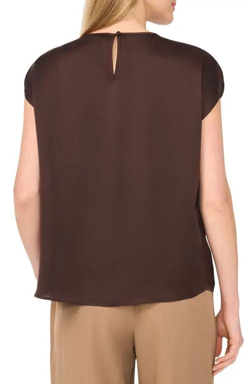 Vince Camuto Shirred Satin Top - Chocolate