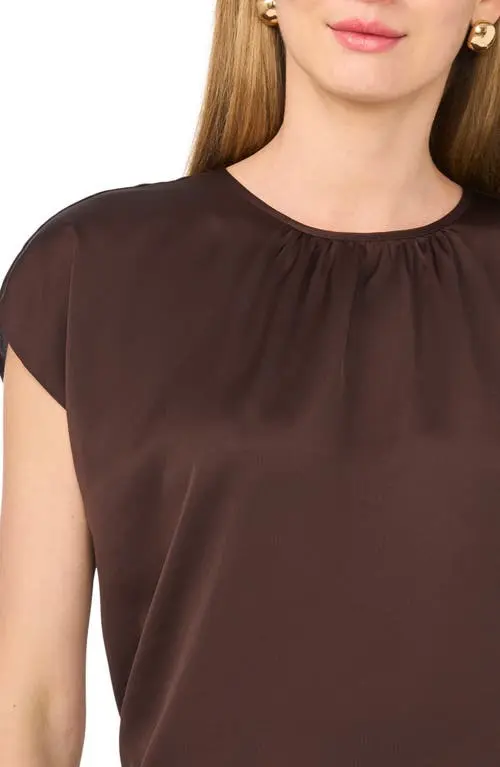 Vince Camuto Shirred Satin Top - Chocolate