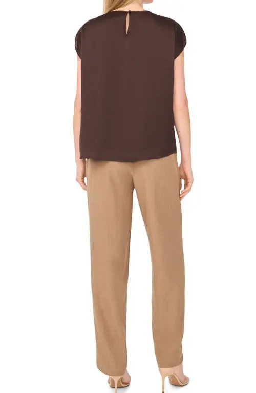 Vince Camuto Shirred Satin Top - Chocolate