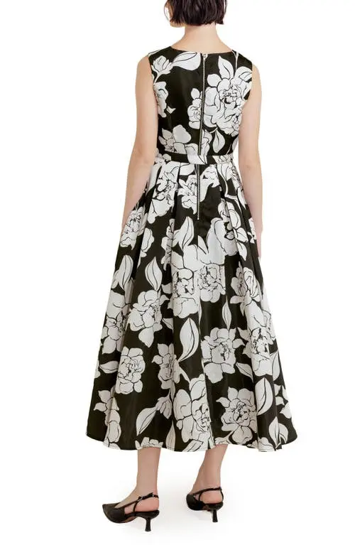 FREEMARKET Printed Belted Sleeveless Maxi Dress