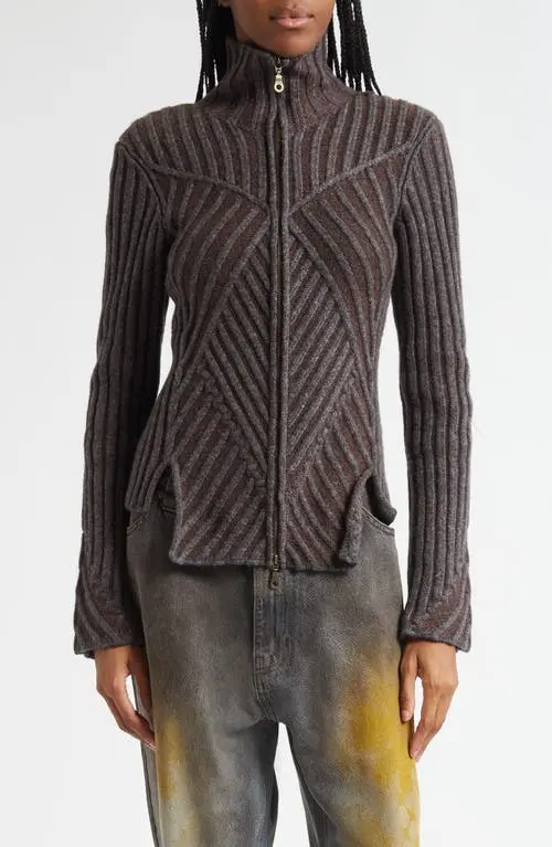 PAOLINA RUSSO Warrior Rib Merino Wool-blend Cardigan