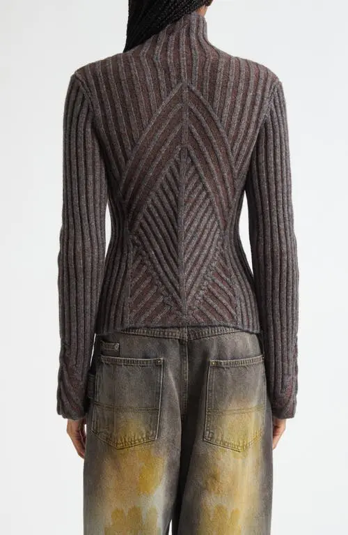 PAOLINA RUSSO Warrior Rib Merino Wool-blend Cardigan