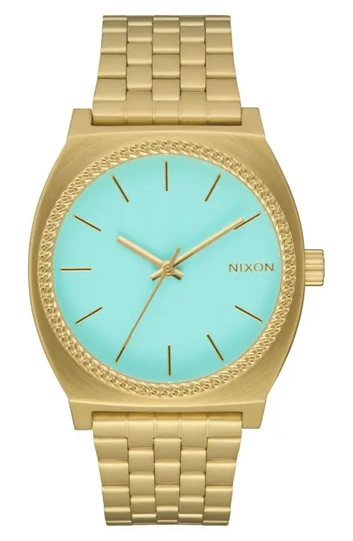 Nixon The Time Teller Goldtone Bracelet Watch - Gold/turquoise/gold