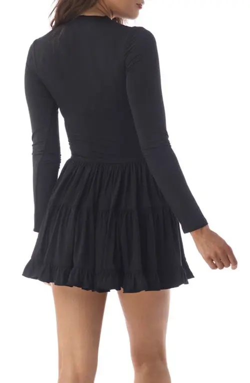SKY Hook & Eye Long Sleeve Fit & Flare Minidress