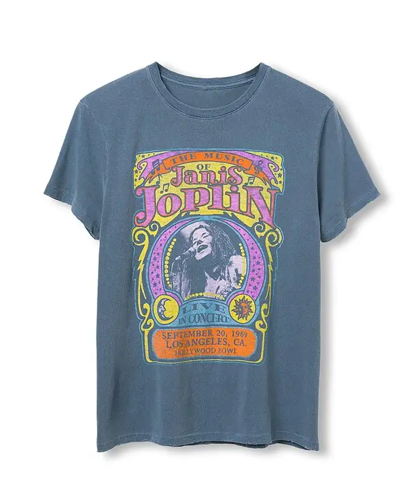 Junk Food Clothing Janis Joplin Vintage Tee - Blue Indigo