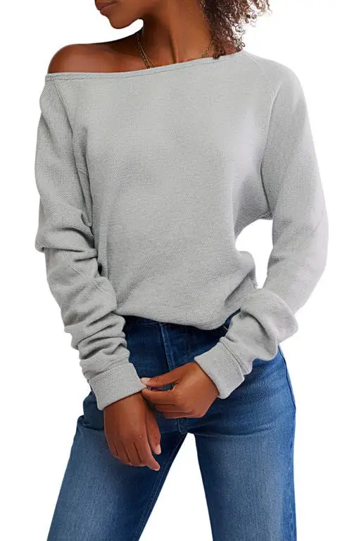 Free People Jess One-shoulder Thermal Top - Heather Grey