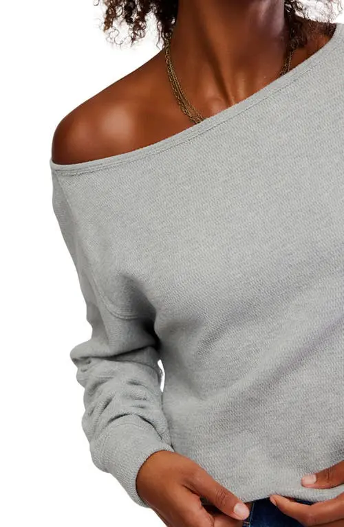 Free People Jess One-shoulder Thermal Top - Heather Grey