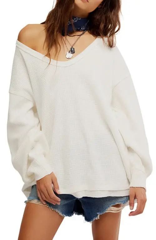 Free People Coast 2 Coast Oversize Thermal Top - Clean Ivory