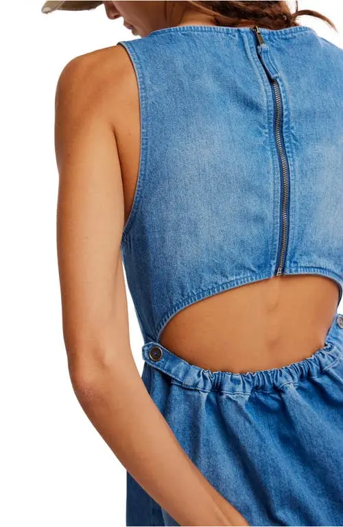 Free People Atlas Cutout Denim Minidress - Blue Fade